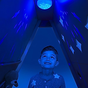 Little Tikes Starry Night Reading Nook Indoor Furniture Includes Starlight Projector, Cushioned Mat, Book Storage, Modern White/Light Blue Wooden Play Space- Great Gift for Readers, Kids Ages 3+