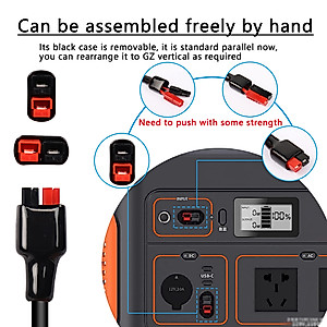 GINTOOYUN 2 Pack DC 8mm Cable with Solar Panel Connector 45A Solar Connector to 8mm DC7909 Female Connector Extension Cable 16AWG 30cm 1Ft