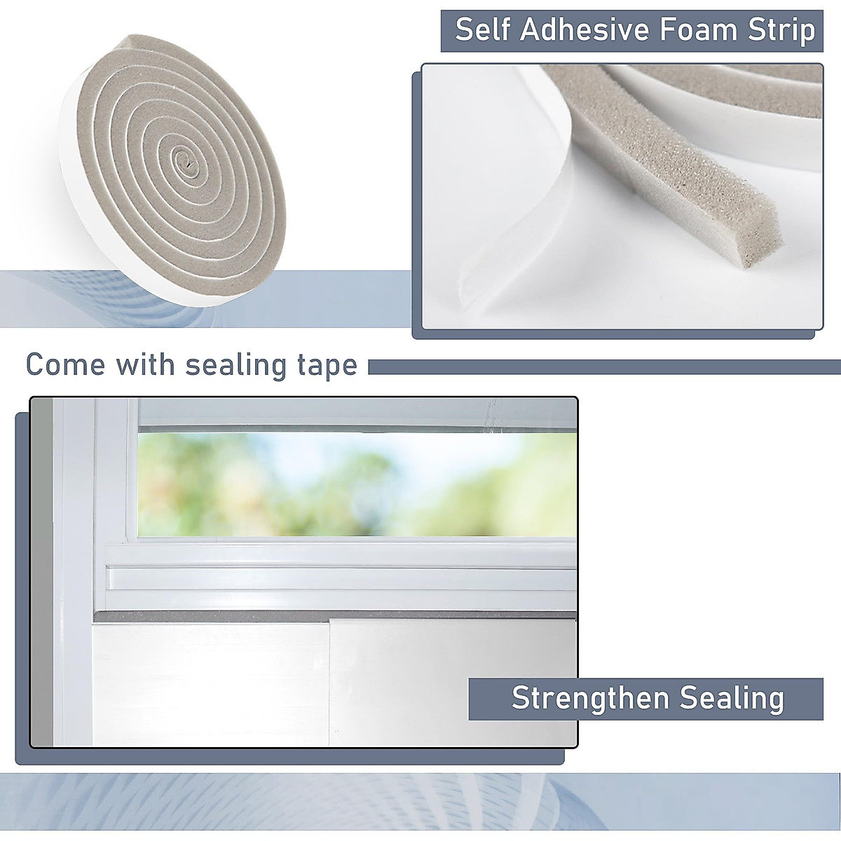 Flamorrow Dual Hose Portable Air Conditioner Window Kit, 5" Diameter Adjustable Window Seal Plates with Foam Seal Strip, Sliding AC Window Vent Kit for Exhaust Hose, White