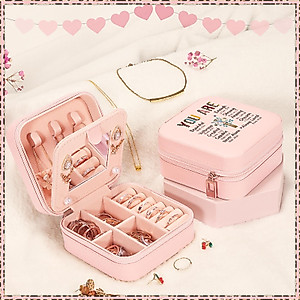 GevGuxLuo Pink Contemporary Jewelry Box, Lightweight & Removable, Zipper Closure, Fabric-lined, Table Top, Birthday Gift for Women, Teens & Girls