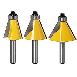 Wolfride 3Pcs Chamfer Router Bit Set 1/4 Inch Shank Bevel Router Bits 15 22.5 30 Degree