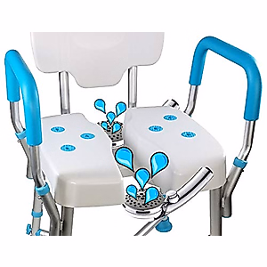 MedGear A-0273A DURA Hygienic Cutout Shower Chair with Back and Arm Rests Including Free Clip-on Shower Head Holder