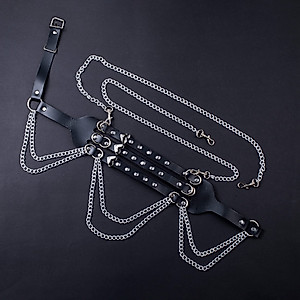 LOREMOW 2 Pcs Leather Waist Chain Belt for Women Punk Layered Waist Belly Chain Goth Body Chain Nightclub Party Body Jewelry Accessories