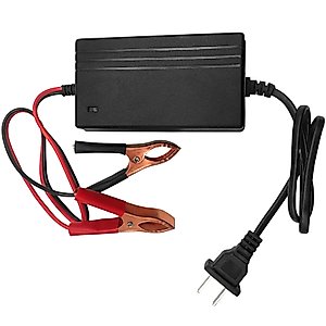 USTOPF1T 12V Battery Charger and Maintainer, Smart Charger Lead Acid Batteries with Clamps for Motorcycles, Trucks, Lawnmowers and Maintenance Charging for Cars, SUVs, RVs