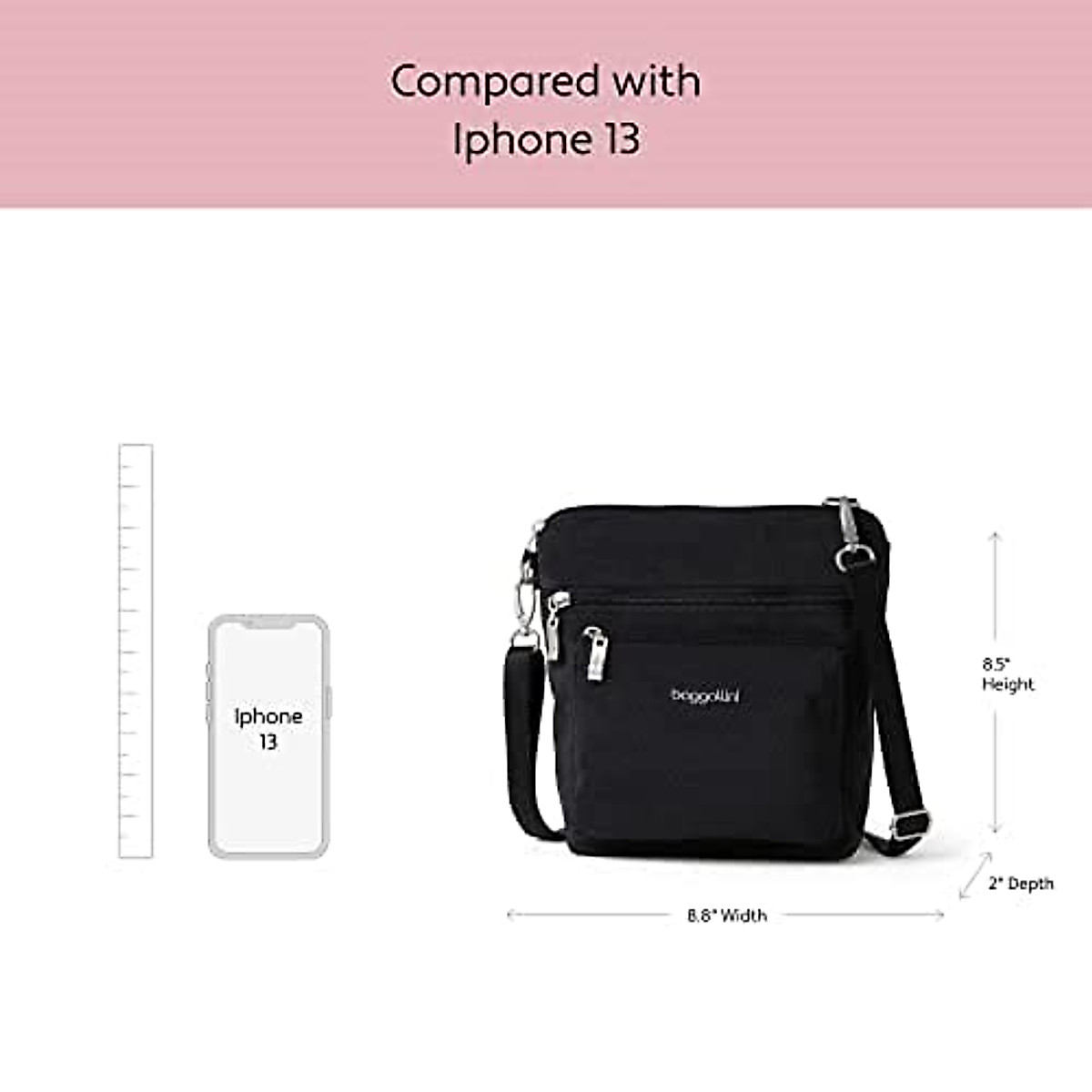 Baggallini womens Modern Pocket Crossbody, Black, One Size US