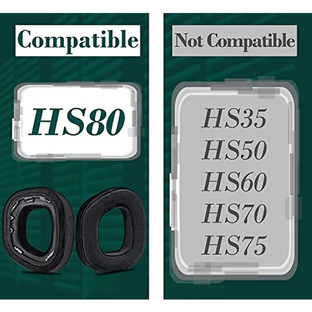 ZIXUANCUSHION HS80 Ear Pads Compatible with HS80 RGB Headset - HS80 Ear Cups/1.18 Inches Thick/Memory Foam Ear Cushions (Velour)