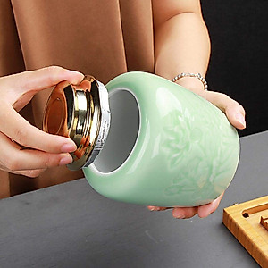 Exquisite Oriental Ceramic Food Storage Jar Canister Food Canisters,Loose Tea Tin/Tea Storage/Tea Caddy/Tea Canister/Coffee Canister/Coffee Jar/Spice Nuts Snacks Storage 23.67oz/700ml (Skyblue)