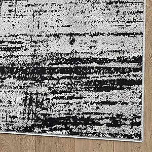 Antep Rugs Abstract 2x3 Modern Indoor Area Rug Amg045 (Black, 2' x 3')