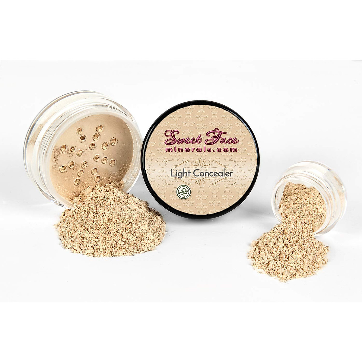 CONCEALER with BRUSH SET Full Size Mineral Makeup Powder Kit Sheer Bare Skin SPF 20 (Light Concealer)