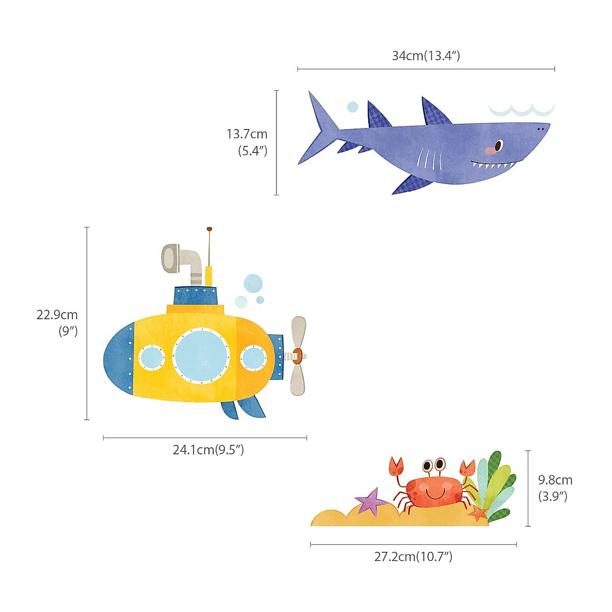 DECOWALL DS8-1611 Sea Adventure Kids Wall Stickers Wall Decals Peel and Stick Removable Wall Stickers for Kids Nursery Bedroom Living Room d?cor