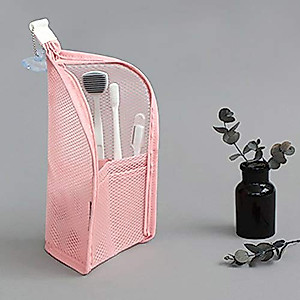 Grey990 1 x Travel Toothbrush Storage Bag Portable Case Zipper Closure Container Pink