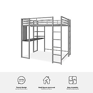 DHP Adobe Loft Bed, Silver, Full