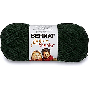 Bernat Softee Chunky Dark Green Yarn - 3 Pack of 100g/3.5oz - Acrylic - 6 Super Bulky - 108 Yards - Knitting/Crochet