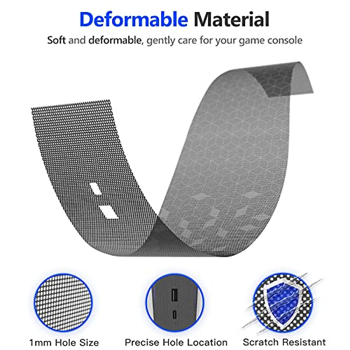 Dust Cover Net for PS5 Console, PS5 Heatsink Barrier Pets Hair Anti-dust Cover Dustproof for Playstation 5 Optical Drive Version/Digital Version Game Console Accessories. (Grey Lattice)