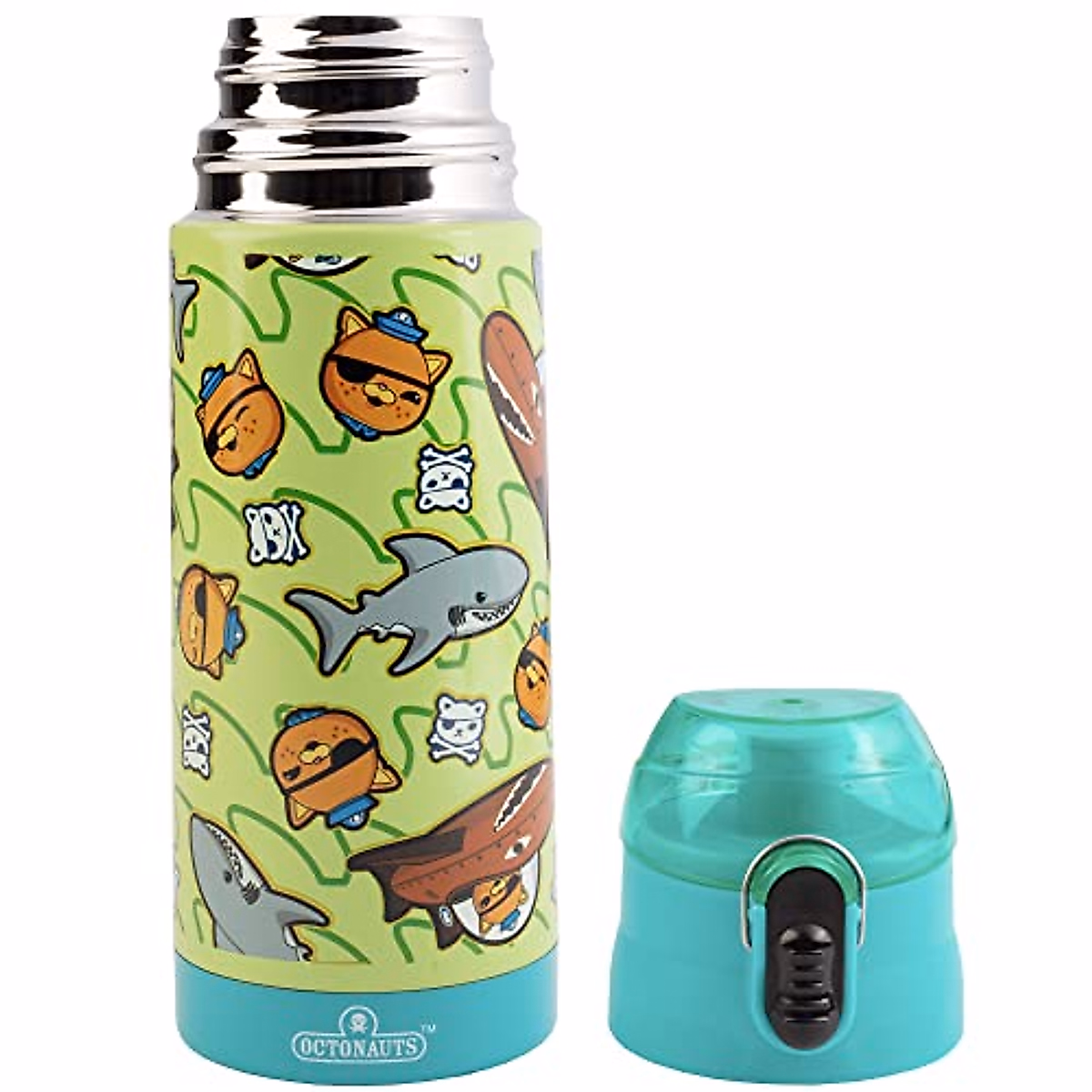 Octonauts Stainless Steel 13 oz Teal Insulated Lunch Water Bottle for Boys or Girls - Easy to Use for Kids - Reusable Spill Proof BPA-Free, From Hit Show Above and Beyond