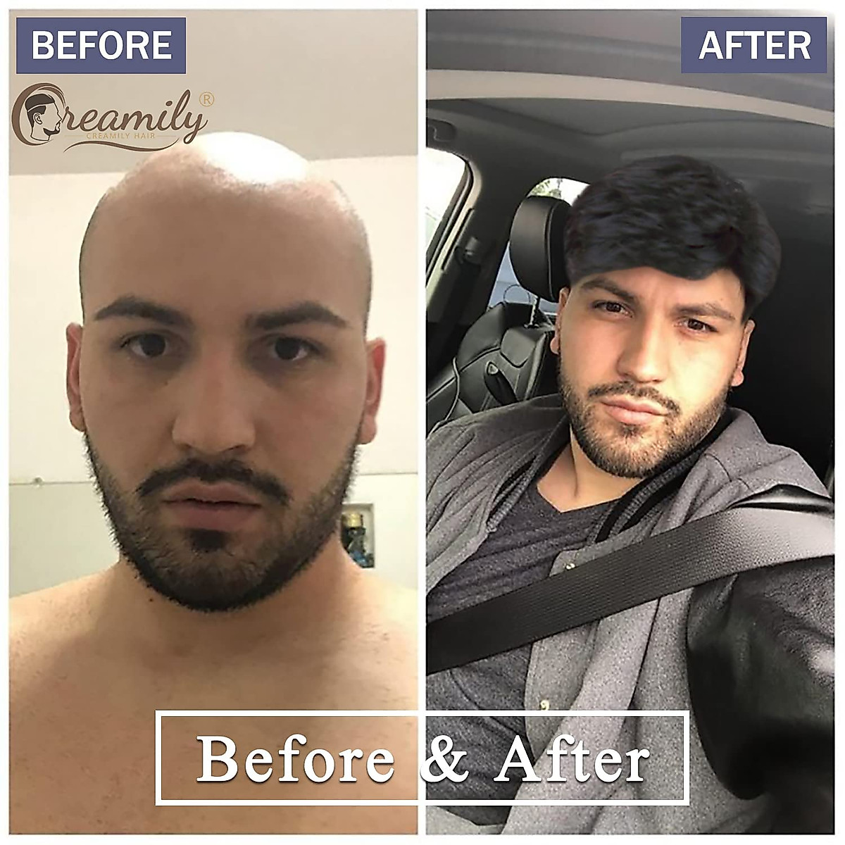 Creamily Mens Wig Short Hair, Mens Hair Replacement Wigs Realistic Mens's Black Wig for Men Synthetic Hair Full Wig for Male Guy Christmas Daily Wear