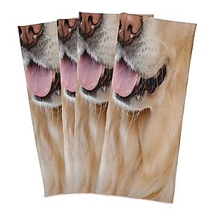 ALAZA Golden Retriever and American Flag Kitchen Towels Absorbent Dish Towels Soft Wash Clothes for Drying Dishes Cleaning Towels for Home Decorations Set of 4, 28 X 18 Inch