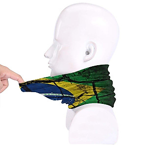 Brazil Flag Design Neck Gaiter, Headwear, Face Sun, Magic Scarf, Bandana, Balaclava, Headband for Fishing, Motorcycling, Running, Skateboarding, Moisture Wicking Uv Protection Multicolored