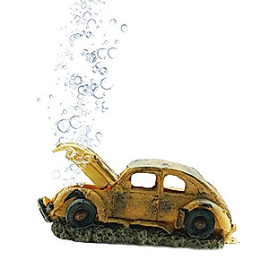 Boxtech Decorations for Aquarium, Aquarium Resin Ornament Decorations, Imitation Car Wreck for Air Bubble Stone Oxygen Pump Fish Tank