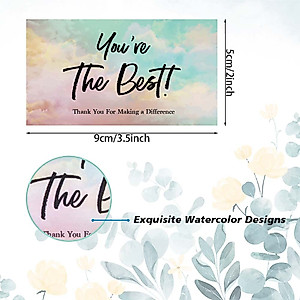 200 Pieces You are Awesome Greeting Cards Watercolor Thank You for Making a Difference Cards Appreciation Note Recognition Postcards for Staff Team Doctor Nurse Volunteer Teacher Students, Pink