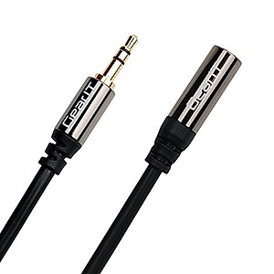 6ft 3.5mm Extension Cable, GearIT Pro Series Preminun Gold Plated 6 Feet 3.5mm Auxiliary Audio Stereo Extension Male to Female Cable, Black