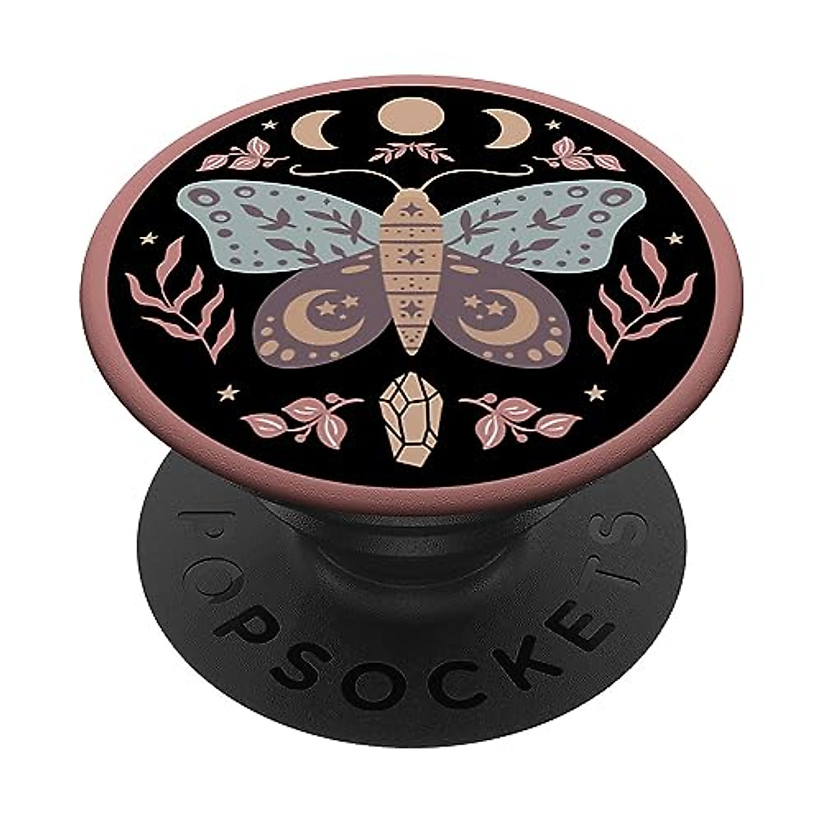 Celestial Boho Moth Witchy Folk Art Botanical Moon Phases PopSockets Standard PopGrip