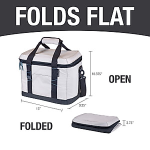 CleverMade Collapsible Soft Cooler Bag -Tote - Insulated 30 Can Leakproof Small Cooler Box with Bottle Opener and Shoulder Strap for Lunch, Beach, and Picnic - Grey