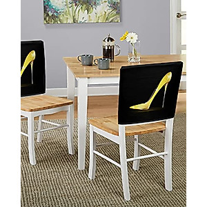 4 Pcs Dining Chair Slipcovers Golden Sexy High-Heeled Shoe,Removable Chair Back Covers Women Shining Heels on Dark Black Chair Protector for Home Kitchen Dining Room Holiday Party Decor