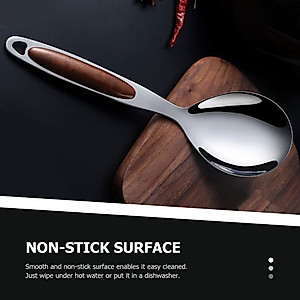 HEMOTON Rice Paddle Spoon 2Pcs Rice Paddle Rice Spoon Stainless Steel Rice Serving Spoon Rice Scooper Non- stick Rice Spatula Rice Server Spoon