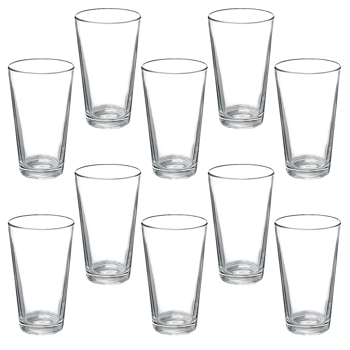 DISCOUNT PROMOS Personal Mixing Glasses 20 oz. Set of 10, Bulk Pack - Quality Glass, Thick Base, Home Bartending, Durable - Clear