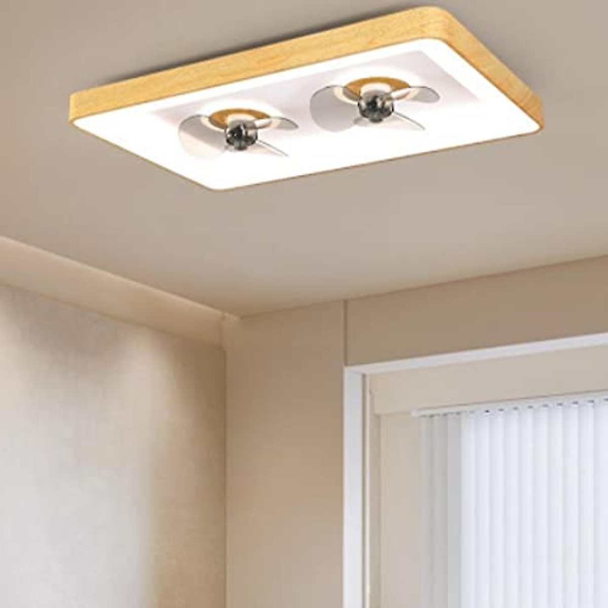 Stepless Dimming Flush Mount Ceiling Fans Lights, Modern Low Profile Bladeless LED Ceiling Fan Lights, with 6-Level Wind Speed Flush Mount Ceiling Light, for Small Room, Bedroom, Living Room ( Color :