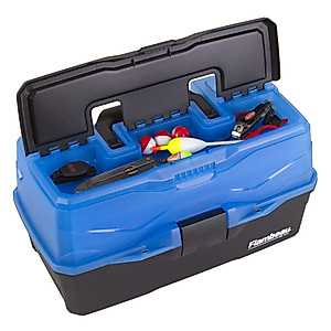 Flambeau Outdoors 6383FB 3-Tray Classic Tray Tackle Box, Portable Tackle Organizer, Frost Blue/Black