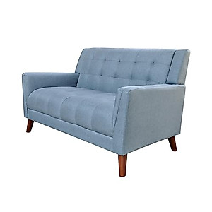 Christopher Knight Home Evelyn Mid Century Modern Fabric Arm Chair and Loveseat Set, Blue
