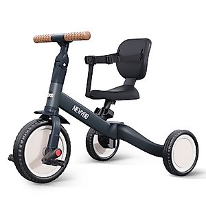 newyoo Toddler Bike, Toddler Tricycle for 1-3 Year Olds, 3 in 1 Balance Bike, Trike with Safety Belt & Backrest, Gift & Toys for Boys & Girls, TR001 (Dark Grey)