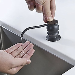 GICASA Brass Kitchen Soap Dispenser, Oil Rubbed Bronze in Sink Liquid Dish Soap Dispenser with High Capacity 320ML ABS Bottle, Under Sink Hand Metal Dispenser Pump