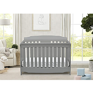 Delta Children Westminster 6-in-1 Convertible Baby Crib, Grey + Serta Perfect Slumber Dual Sided Recycled Fiber Core Crib and Toddler Mattress (Bundle)