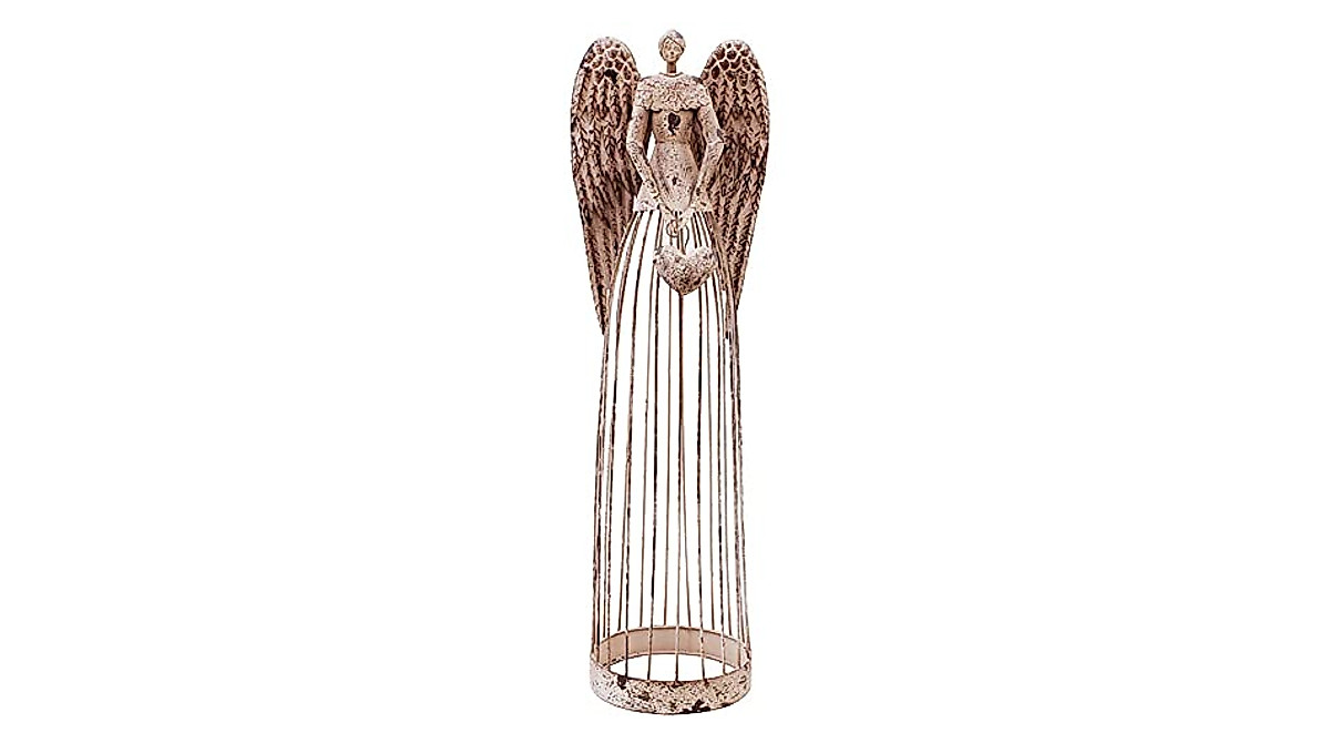 Rustic Metal Garden Angel Statue | Heavenly Outdoor Decor Gift