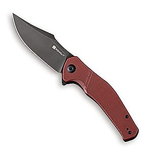 SENCUT Episode Flipper Pocket Knife, 3.48 Inch 9Cr18Mov Folding Knife with Clip Point Blade, EDC Knife with Textured Burgundy G10 Handle, Good for Hunting Camping SA04A