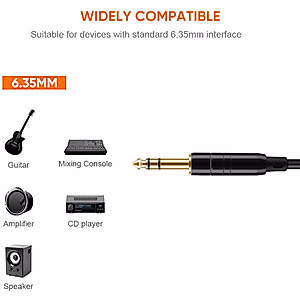 CableCreation 10 Feet 6.35mm 1/4" TRS to 6.35mm 1/4" TRS Balanced Stereo Audio Cable, Male to Male, 3 Meters/Black