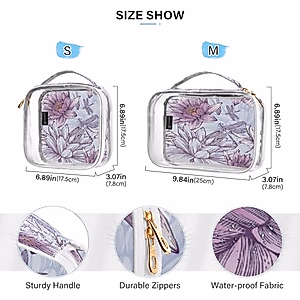 senya Clear Toiletry Bag,Travel Makeup Cosmetic Bag Carry on Airport Airline Compliant Bag Purple Lilies and Dragonflies for Women Men