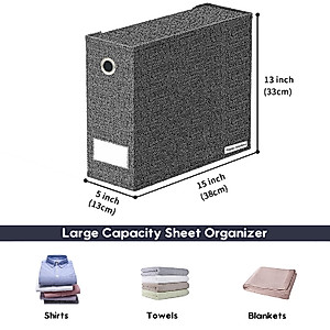 Friday Monkey King & Queen Size Foldable Bed Sheets Set Organizers and Storage 4 Pack, Bedding Storage Box for Bed Sheets, Duvet Covers, Blankets, 15" Dx 13" W x 5.1" H, Linen-like Black, ZMACBBP4