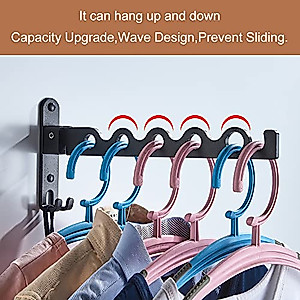 Gnimauhz Small Wall Clothes Rail, Aluminium Foldable Drying Rack Hook 90° Rotation Coat Hanger for Laundry Bathroom Balcony (1ps Black Fixed Seat)