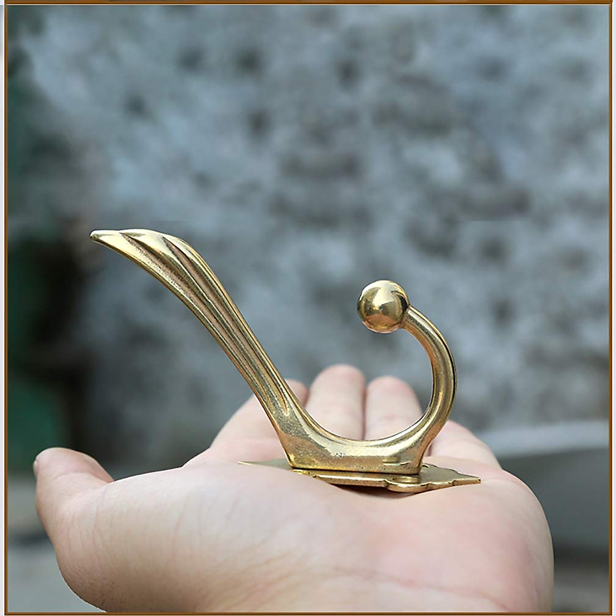 Tiazza 2Pcs Antique Solid Brass Clothes Hooks, Entryway Coat Hooks, Scarf and Jacket Hangers, Bath Towel Heavy Hooks (Gold)