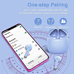 Wireless Earbuds, Bluetooth 5.3 Headphones in Ear with Noise Cancelling Mic, Earbuds Stereo Bass, IP7 Waterproof Sports Earphones, 32H Playtime USB C Charging Ear Buds Purple for Android iOS