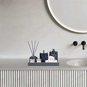 Bathroom Counter Tray, 7.87'' × 3.93'' Rectangular Silicone Decorative Tray, Perfume Tray, Gray