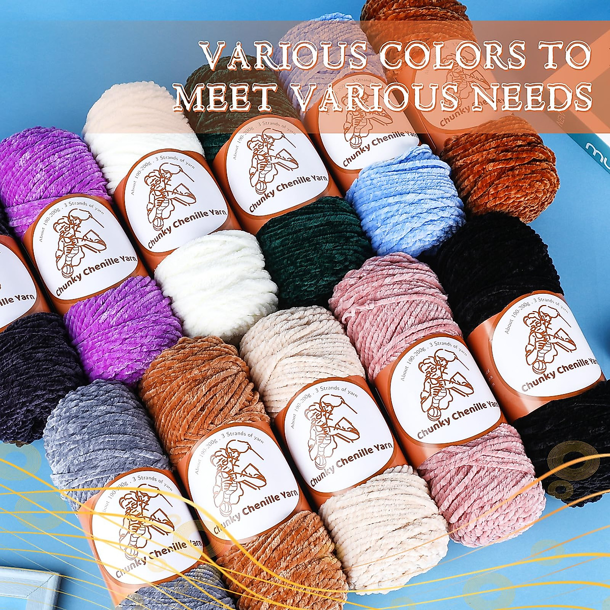 TLKKUE Chunky Chenille Yarn(7OZ/200G), 3 Strands of Yarn Soft Chenille Velvet Yarn for Crocheting Knitting Thick Blanket Yarn for Shoe Hat Clothing Cushion (Brown)