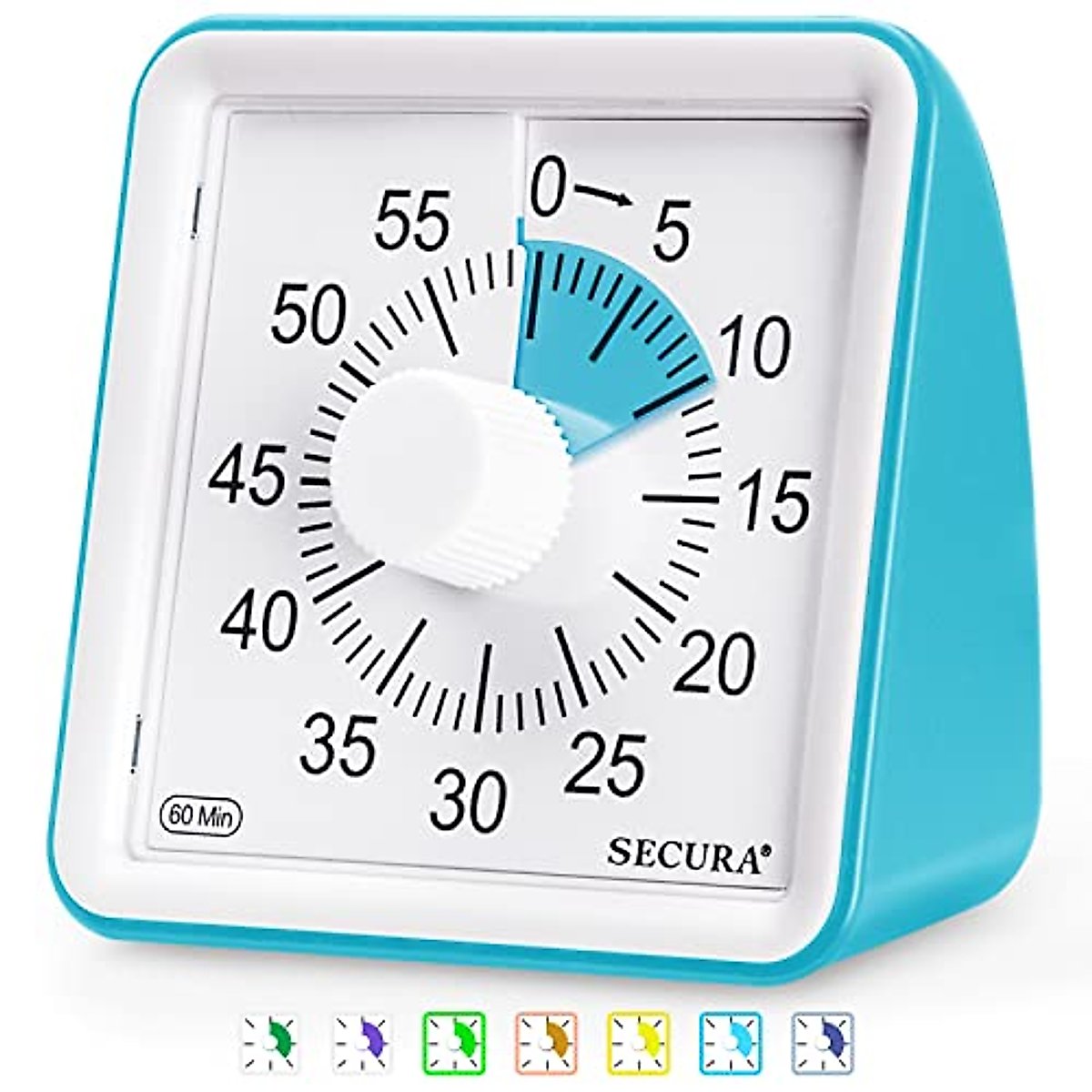 Secura 60-Minute Visual Timer, Classroom Classroom Timer, Countdown Timer for Kids and Adults, Time Management Tool for Teaching (Blue & Blue)