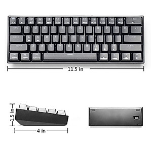 VELOCIFIRE Wireless Bluetooth Mechanical Keyboard, M1 TKL61WS 61-Key 60% Tactile Brown Switch Mini Portable Mechanical Keyboard with Ice Blue Backlit, Compatible with Mac OS and Windows OS(Black)