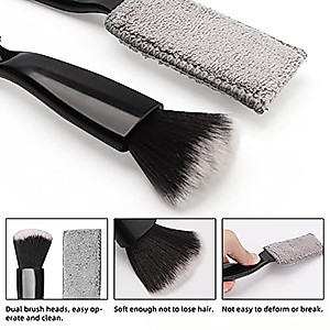 Jerbor 2Pack Double Head Brush for Car Clean,2 in 1 Car Duster for Detailing Interior,Car Air Vents Dashboard Screen Clean Brush