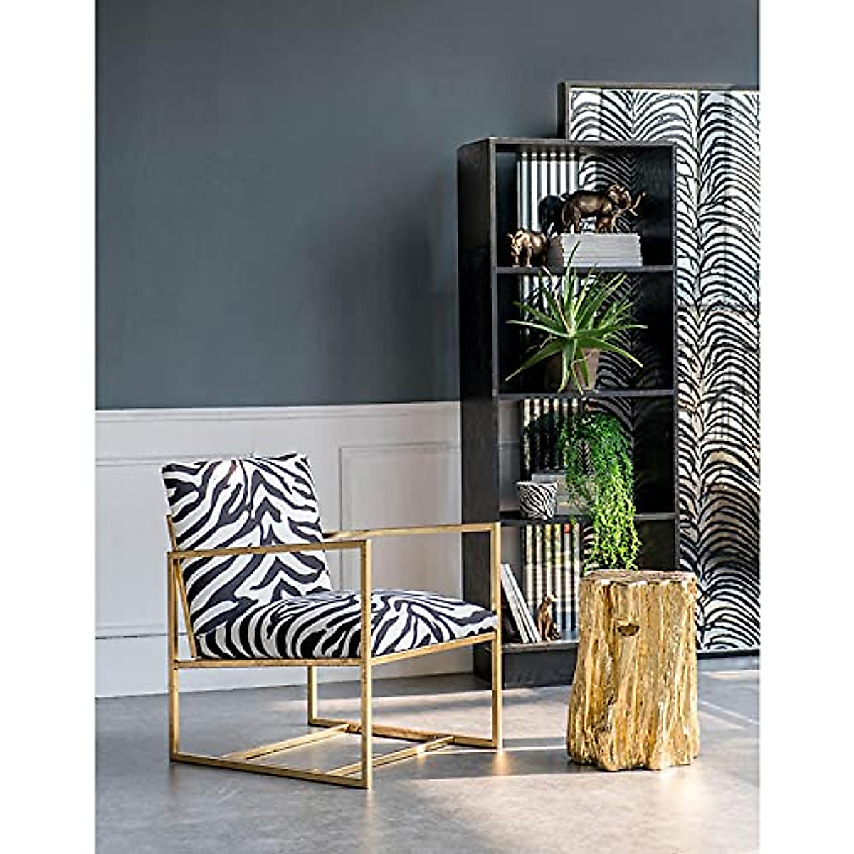 A&B Home Nature Wood Texture Inspired, End Table Side Table Living Room Furniture Luxury, Golden Tree Trunk Garden Stool or Gold Coffee Table Accent Tables for Small Spaces - 13.5x13x20